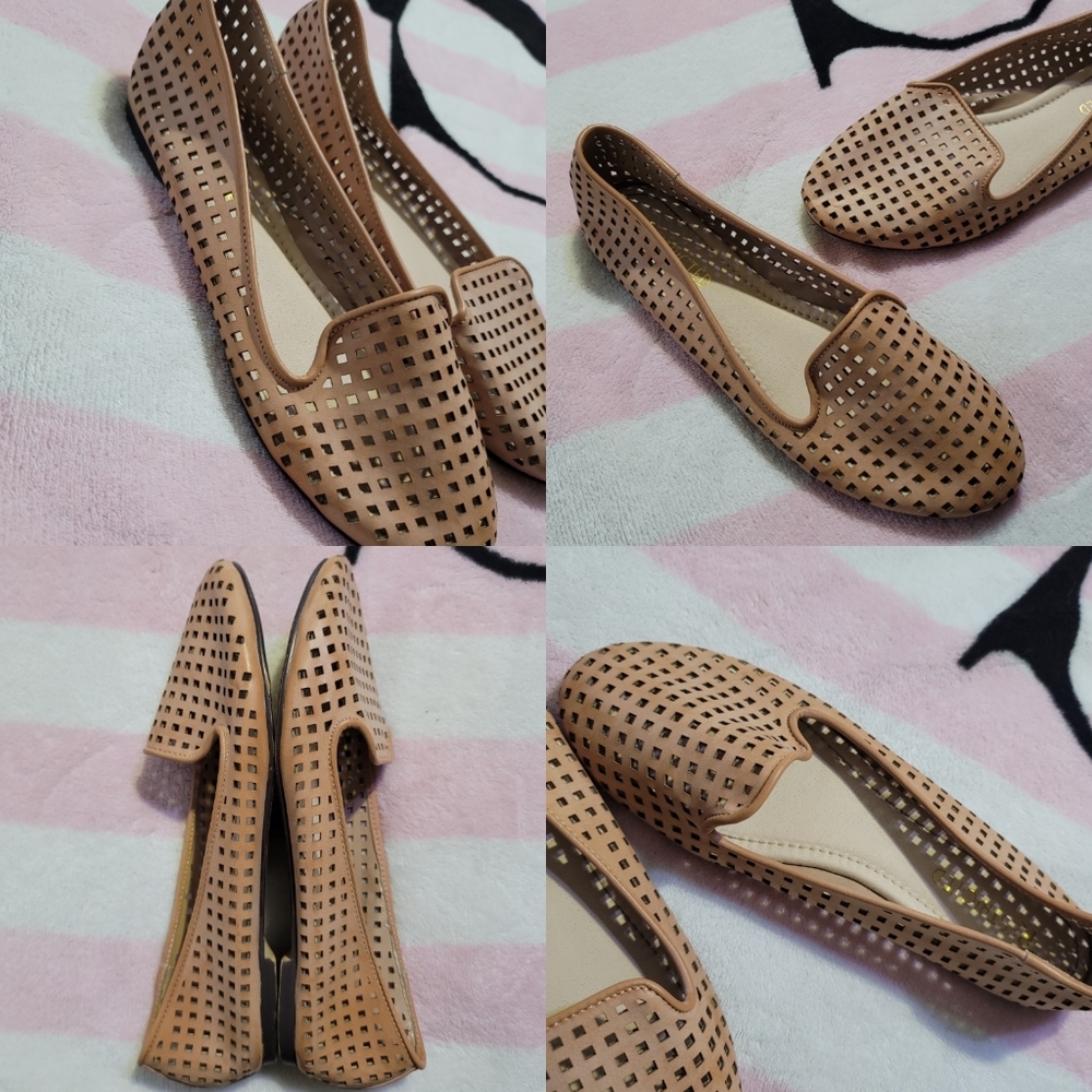 Restricted Blush Laser Cut Smoking Flats Shoes 9 - Gem
